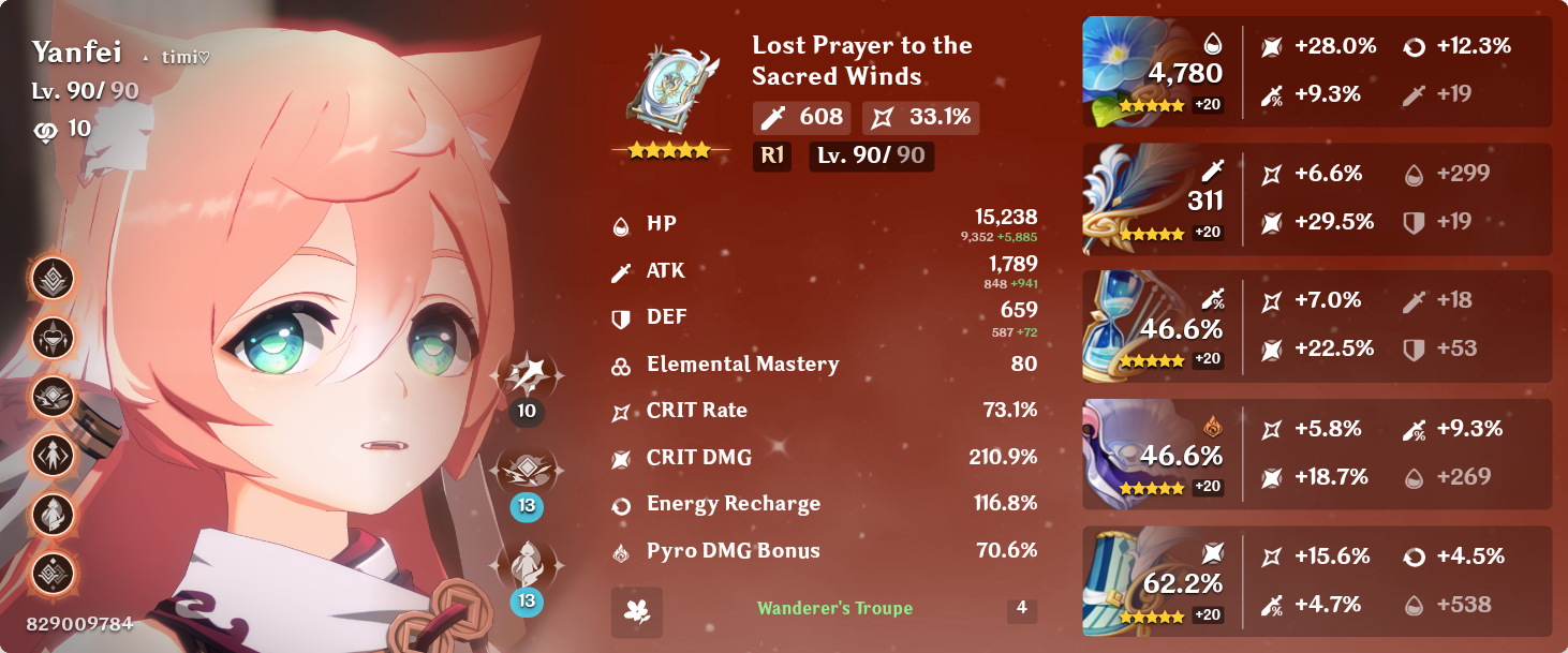 please rate my yanfei's build Genshin Impact | HoYoLAB