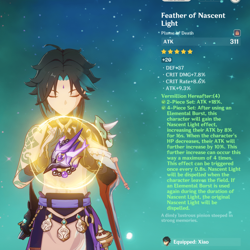 is that satisfaction or not ? wasting my time farm artifact for xiao ...