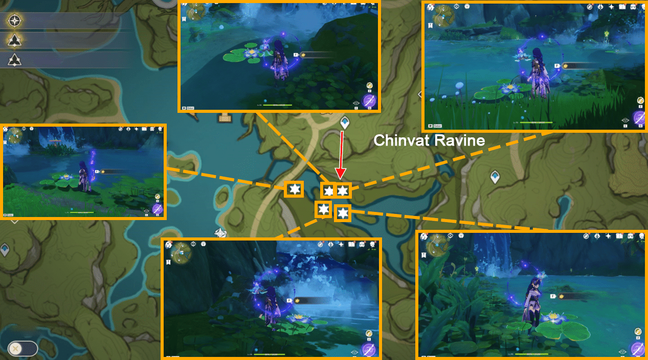 เส้นทางการเก็บรวบรวม「Nilotpala Lotus」*78 อย่างรวดเร็ว Genshin Impact ...