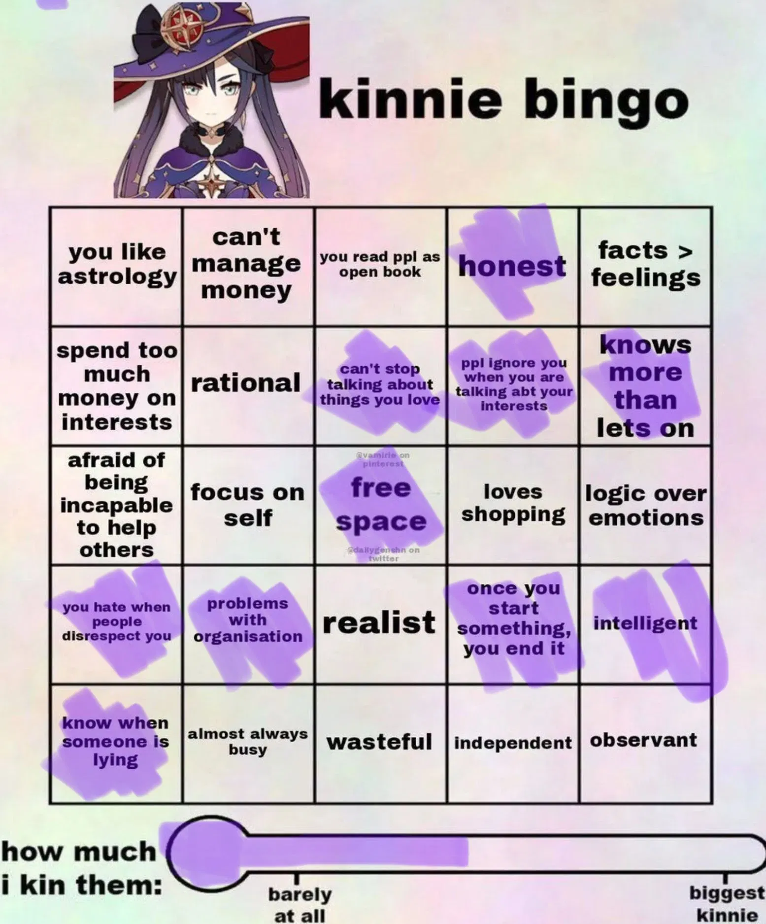 Kinnie bingo Genshin Impact | HoYoLAB