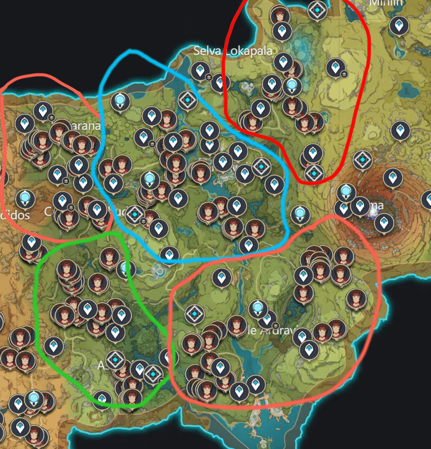 Rutas para farmear los Eremitas*123 (Zona selvática de Sumeru) Genshin ...