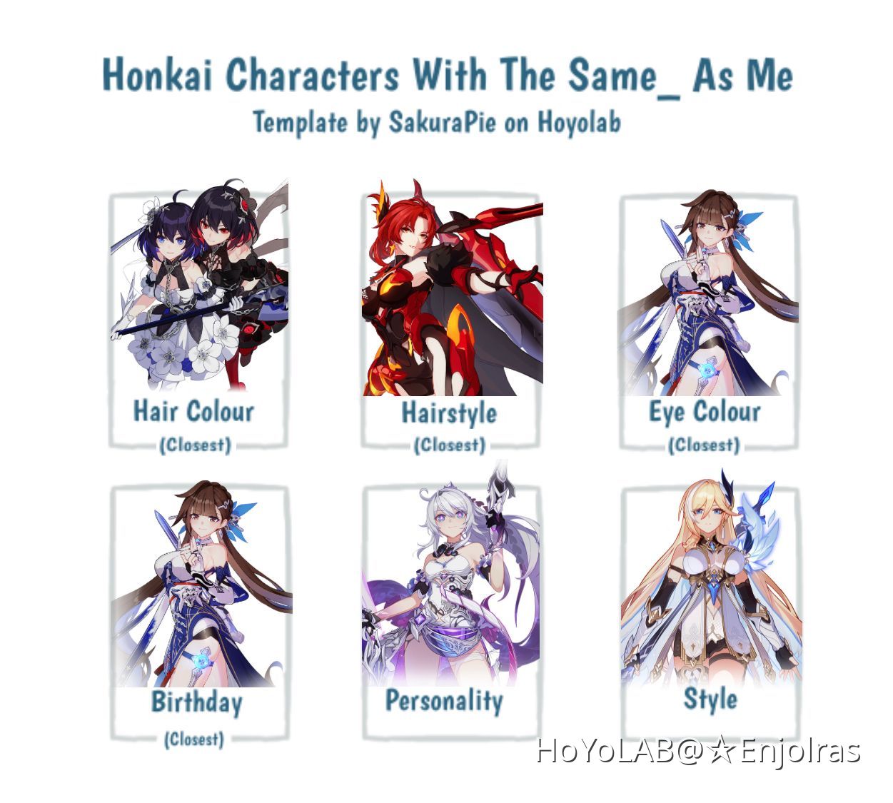 Honkai Characters with the same ______ as me :) Honkai Impact 3rd | HoYoLAB