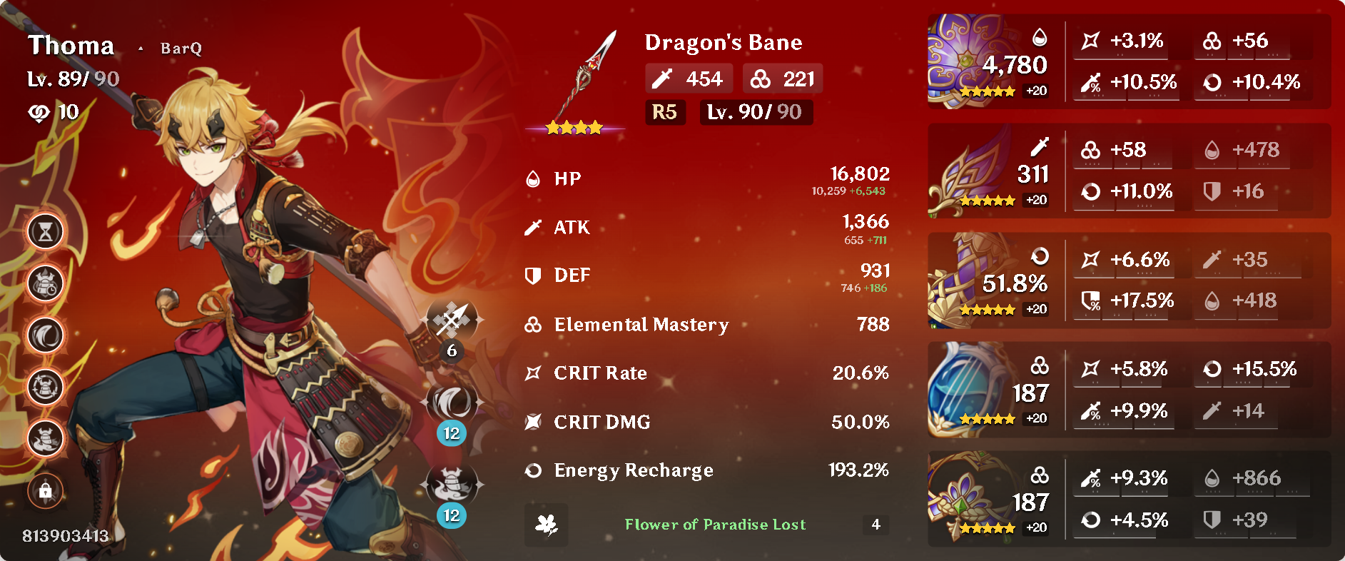 My Thoma's Build Genshin Impact | HoYoLAB