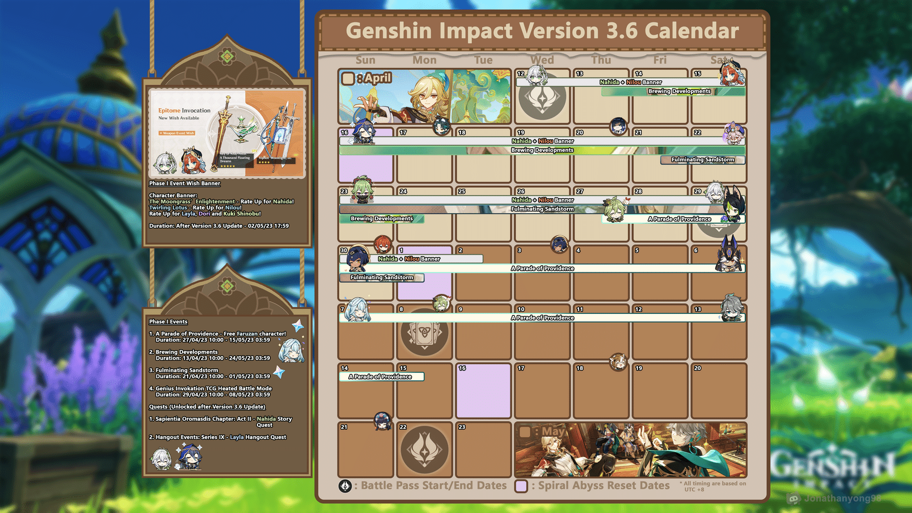 Genshin Impact Version 3.6 Calendar [Phase 1] Genshin Impact | HoYoLAB