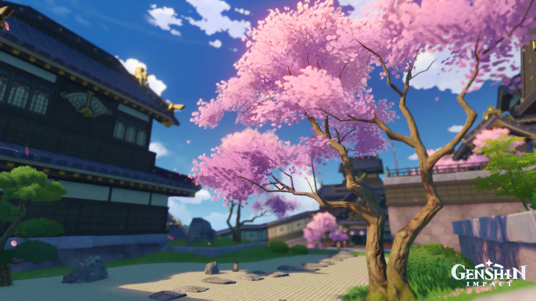 Sakura blooms in Tenshukaku Genshin Impact | HoYoLAB
