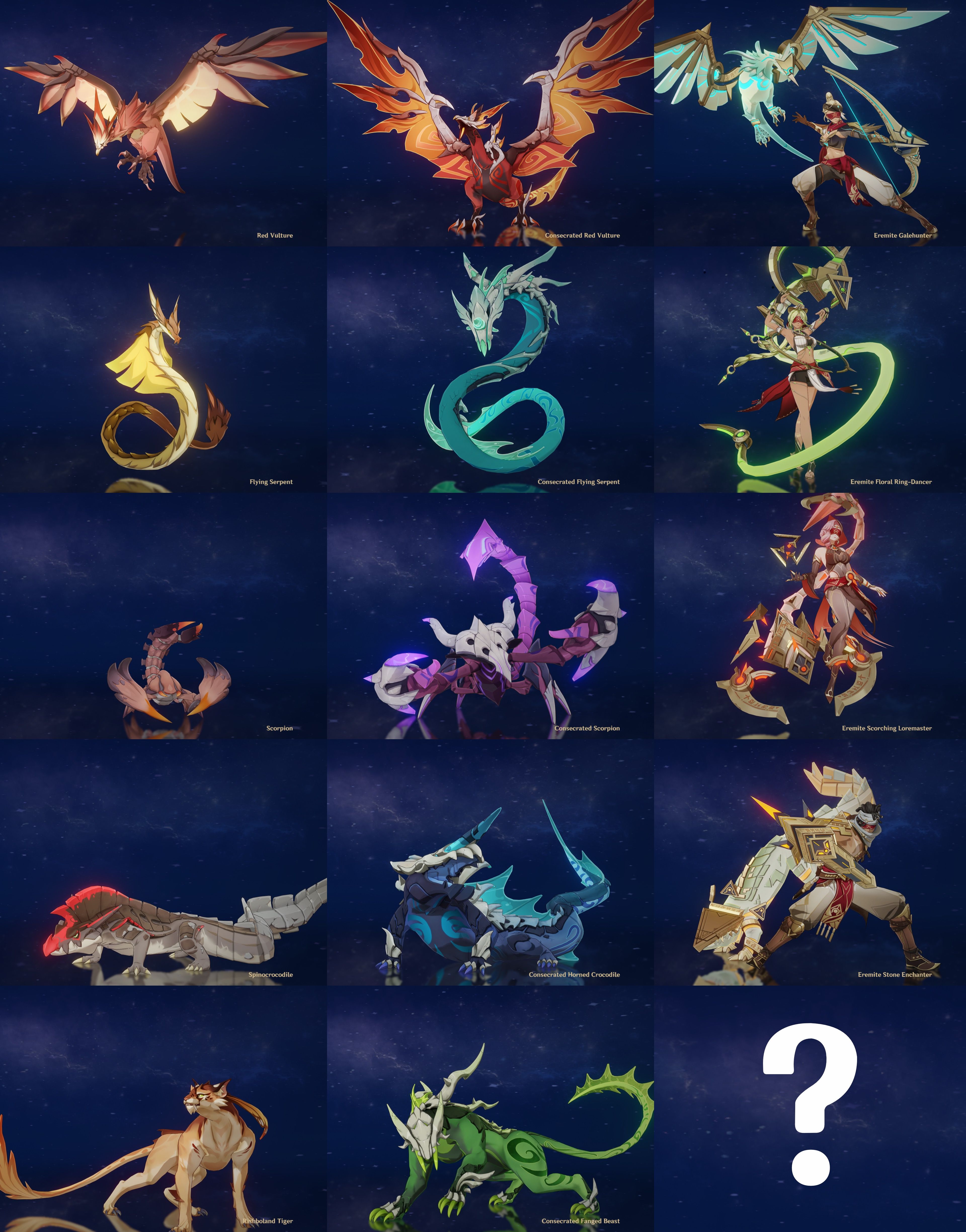 We got two new consecrated beasts, but we’re missing one eremite ...