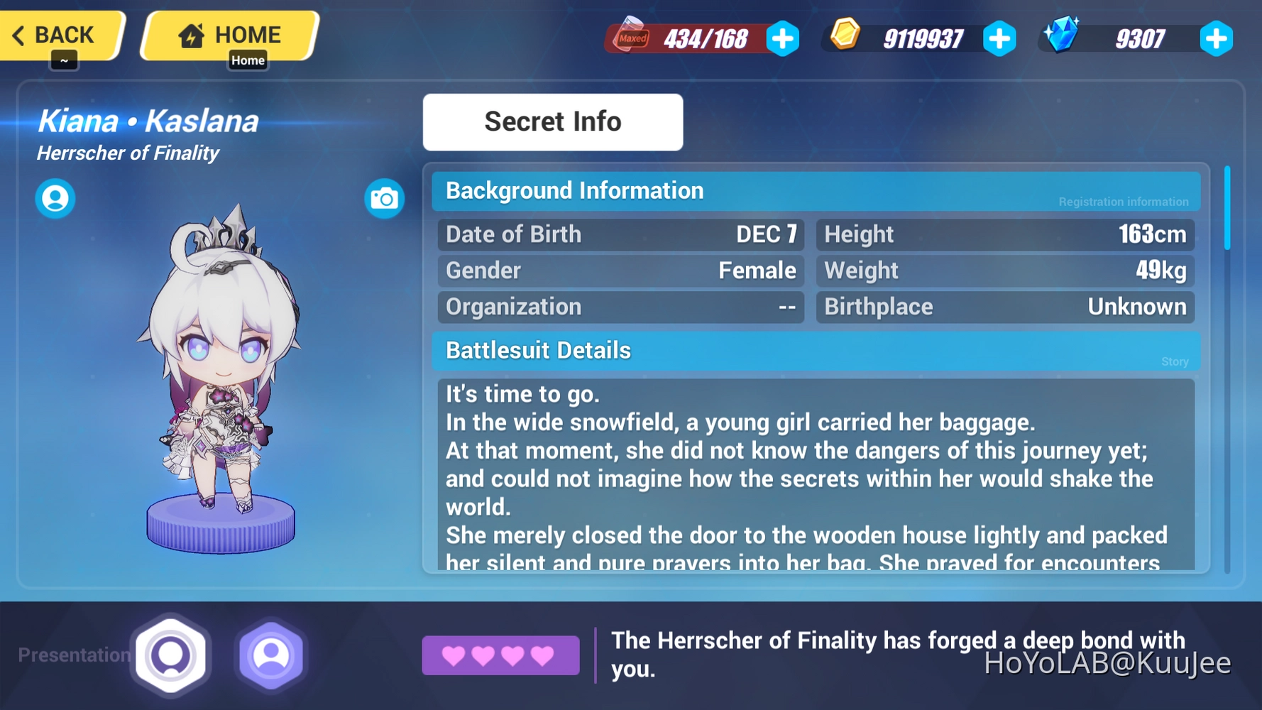The Herrshcer of Finality has forged a deep bond with you. Honkai ...