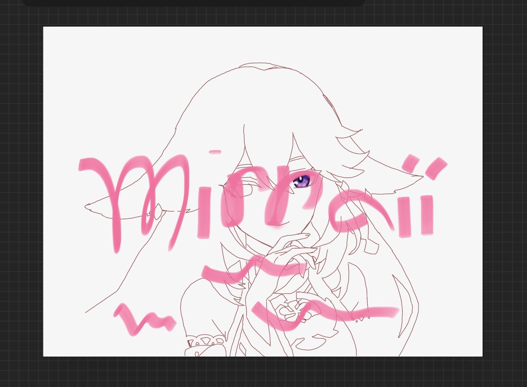 My fan art progress of yae miko so far