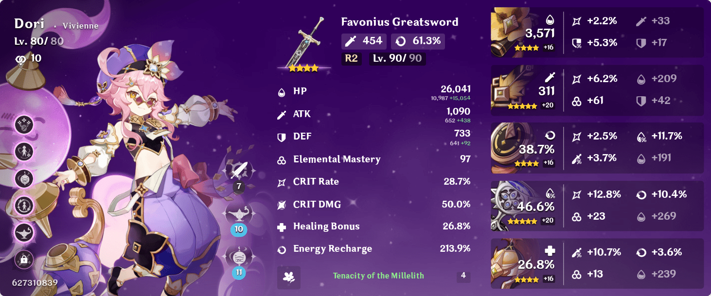 My healer Dori build + Kaveh artifacts Genshin Impact | HoYoLAB