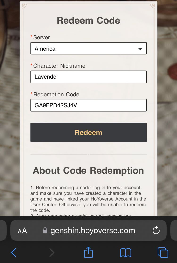 New Redeem/Redemption Code : GA9FPD42SJ4V (Genshin Impact) Genshin ...