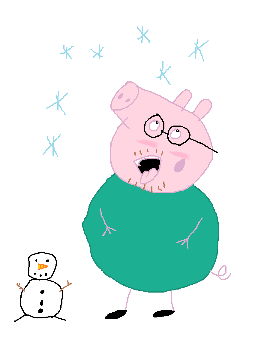 Daddy Pigs Catching Snowflakes With His Tongue | HoYoLAB