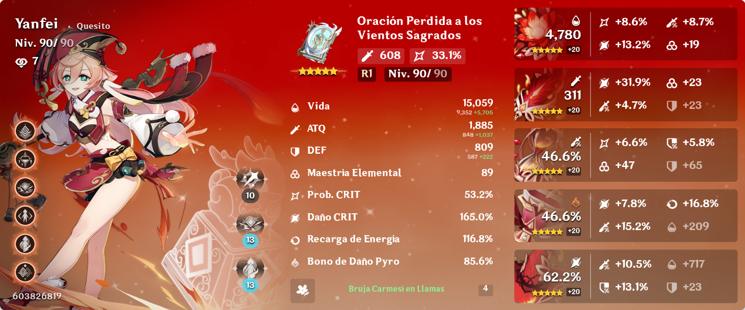 Mi build de Yanfei Genshin Impact | HoYoLAB