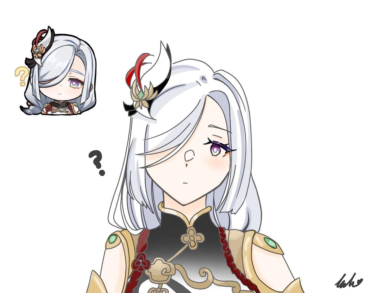 Shenhe sticker redrawing Genshin Impact | HoYoLAB