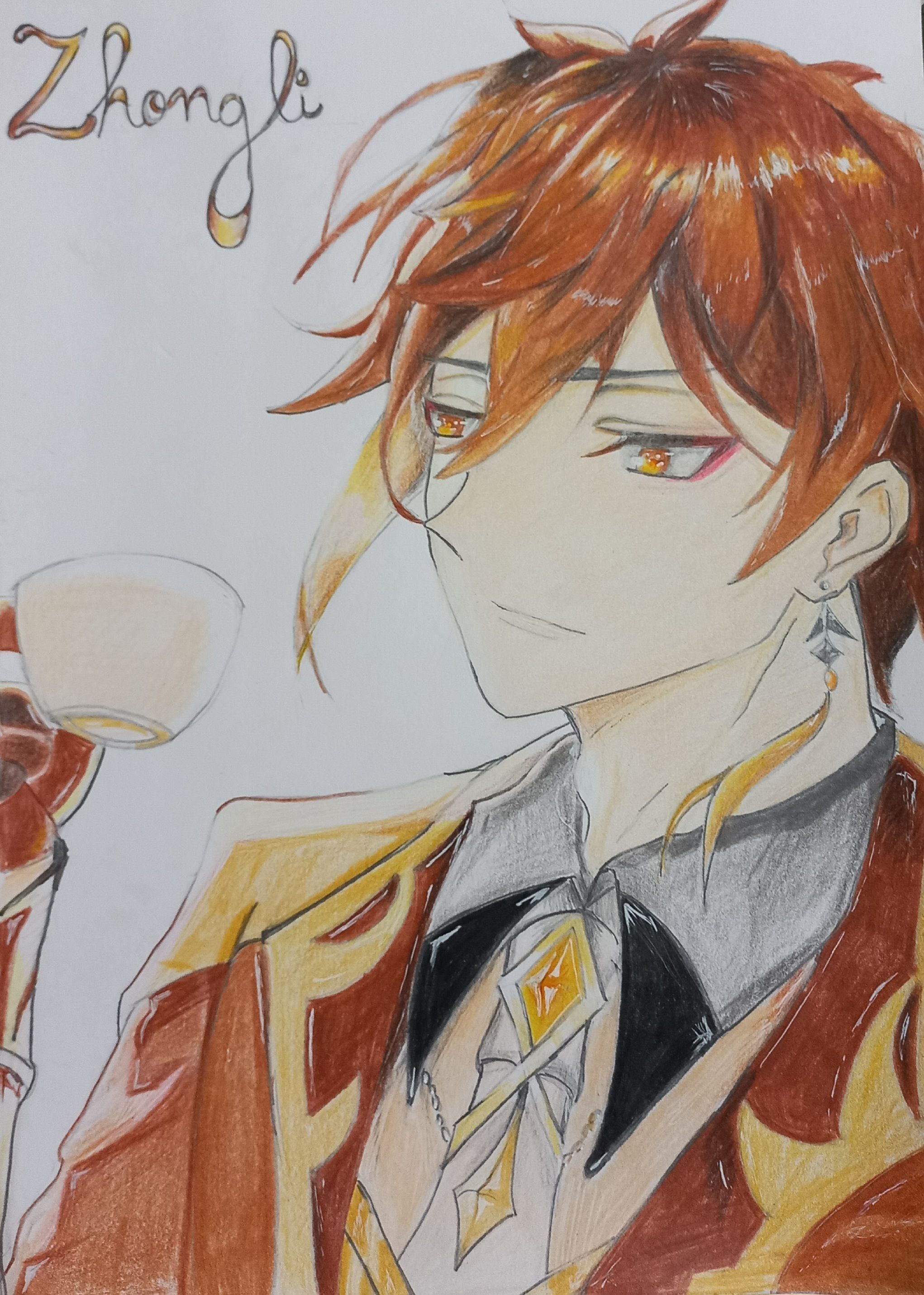 I tried to draw Zhongli! Genshin Impact | HoYoLAB