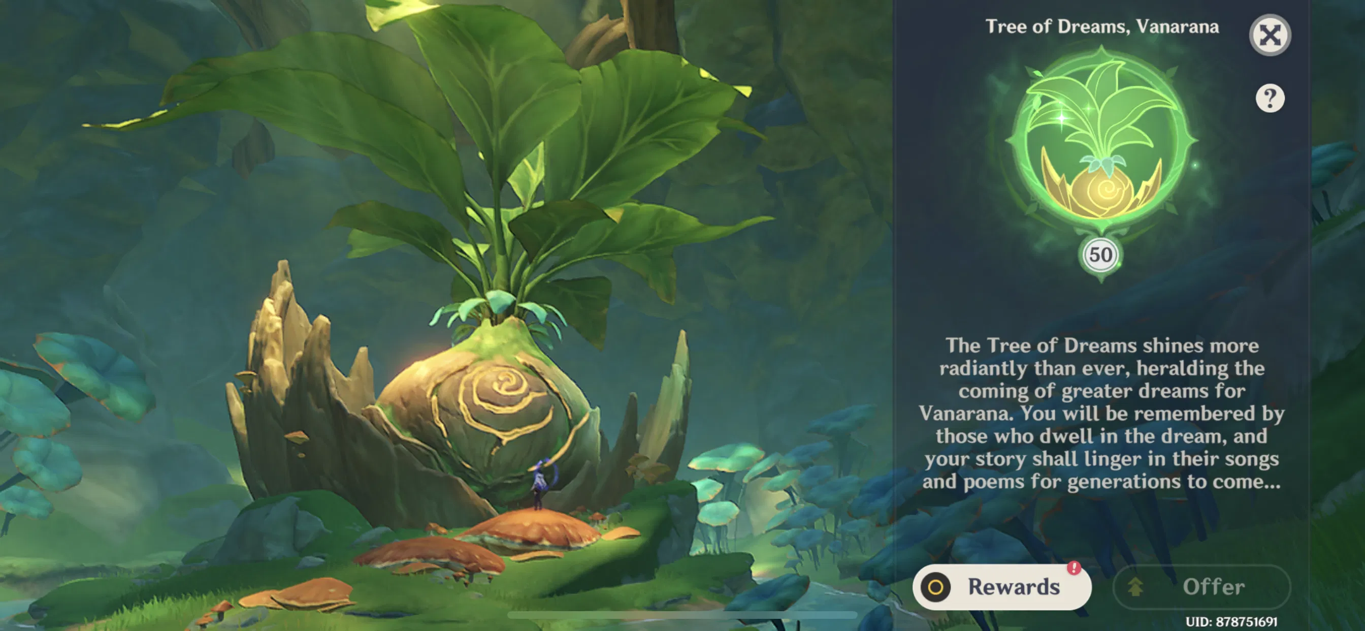 I finally reached lvl 50 on the Tree of Dreams and 100% the Sumeru ...