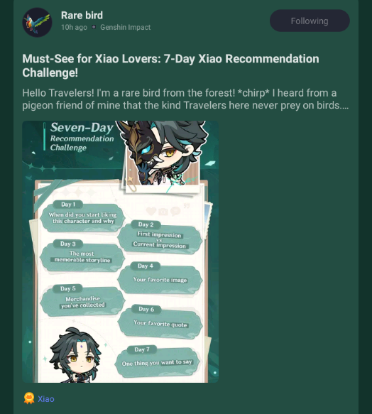7-Day Xiao Recommendation Challenge, Day 4 Genshin Impact | HoYoLAB