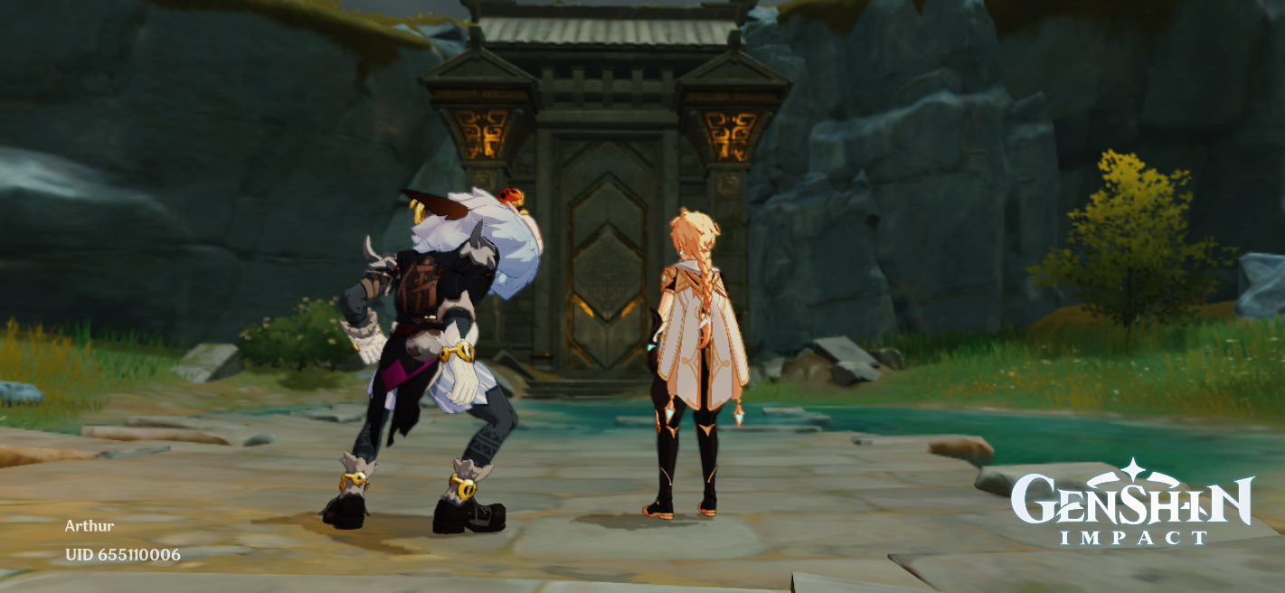 Curious Hillichurl and I at a mysterious place in Liyue Genshin Impact ...