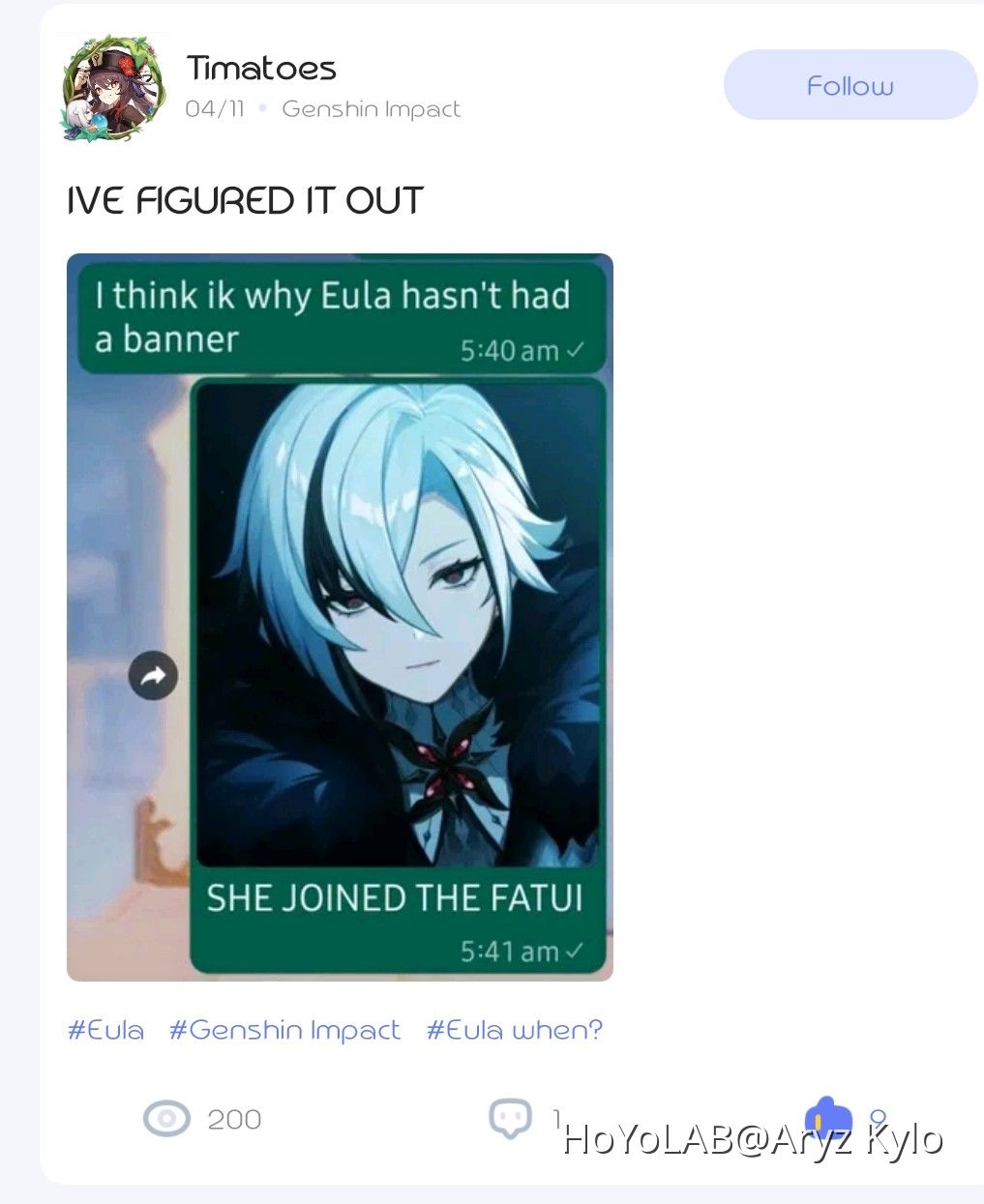 Why doesn't Eula have rerun? Genshin Impact | HoYoLAB