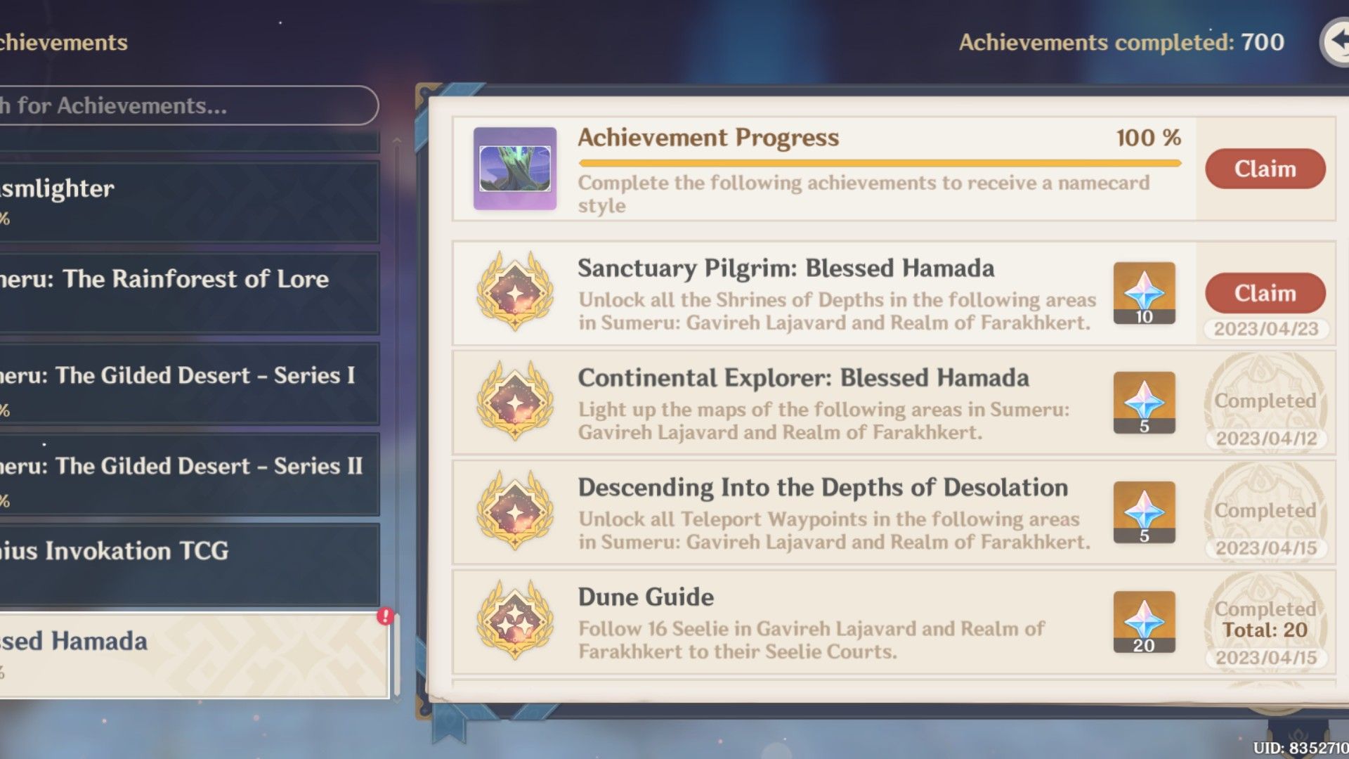 Today's Achievement | HoYoLAB