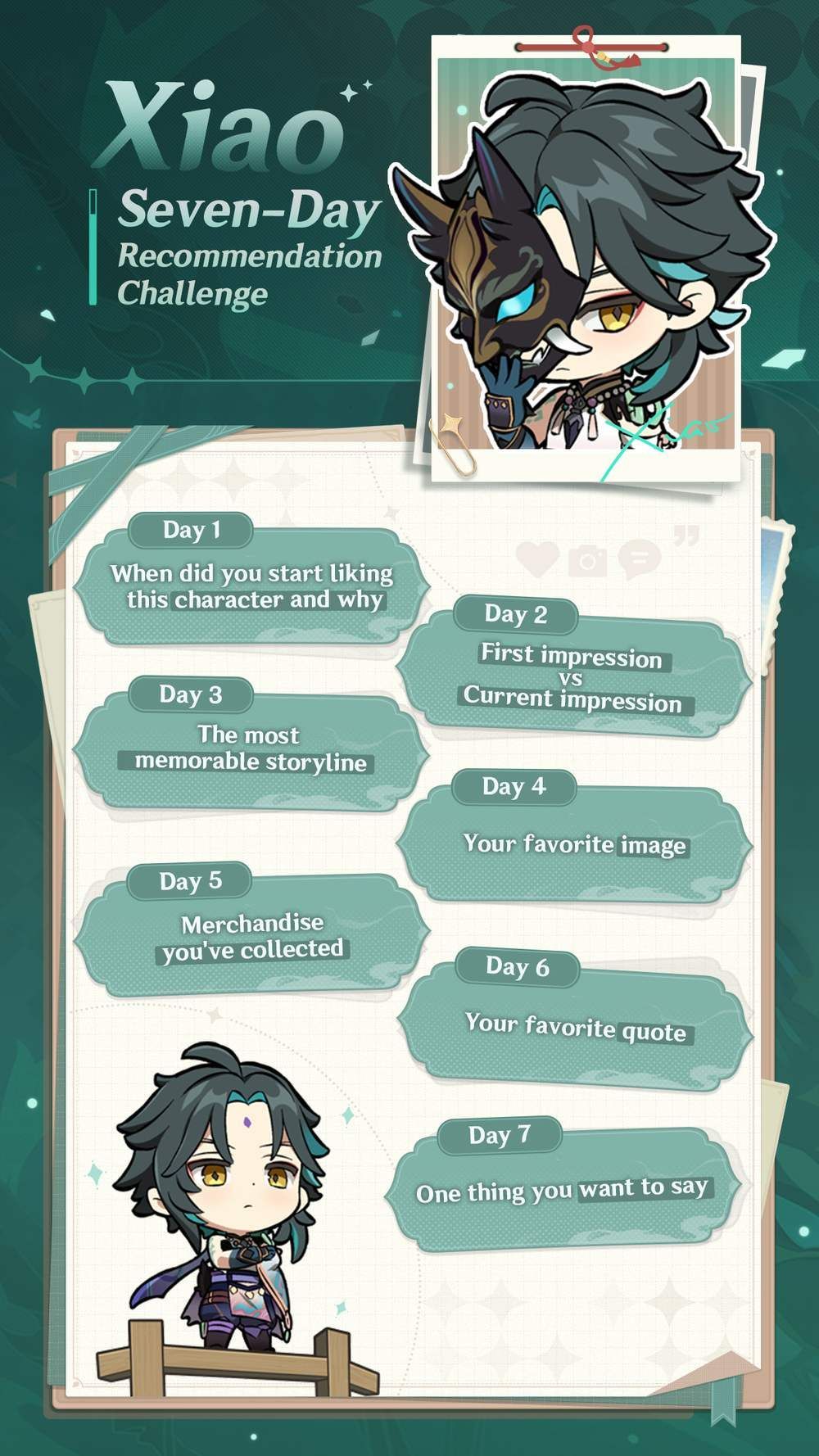 Xiao 7 day recommendation Challenge - Day 4 Genshin Impact | HoYoLAB