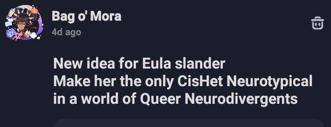 Bag o' Mora quotes, Except I'm just slandering Eula most of the time ...