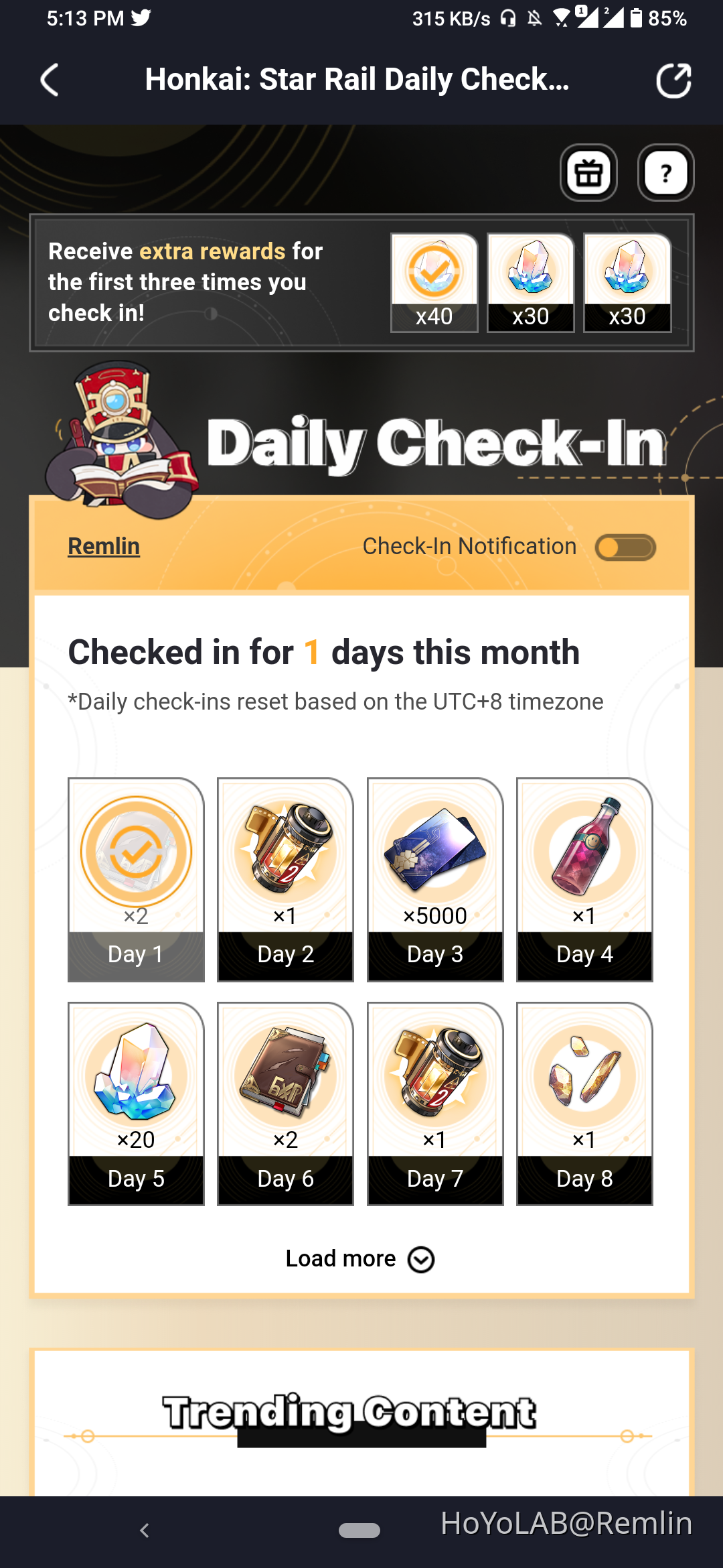 HSR 1st daily check in Honkai: Star Rail | HoYoLAB