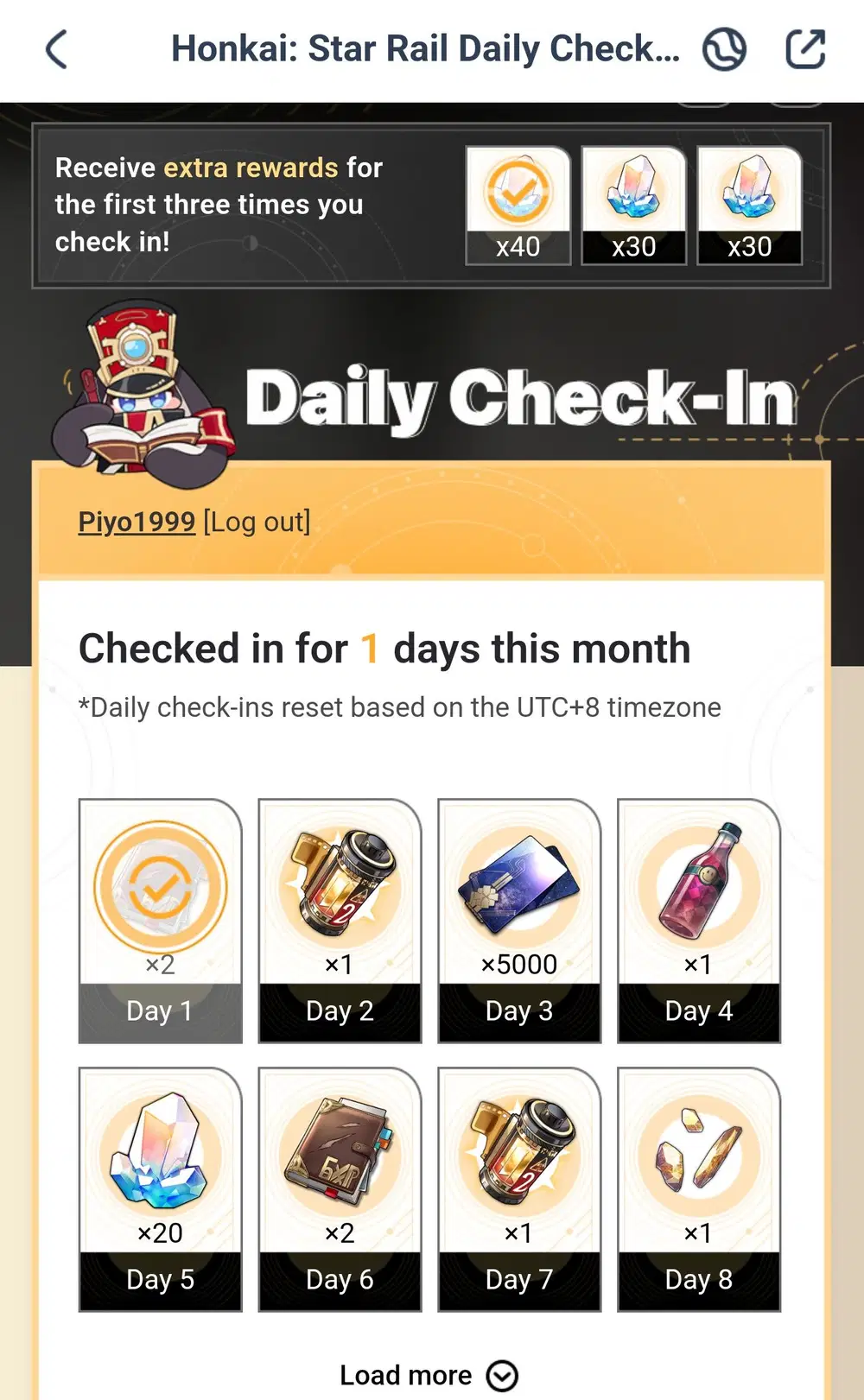 Daily checkin link Honkai: Star Rail | HoYoLAB