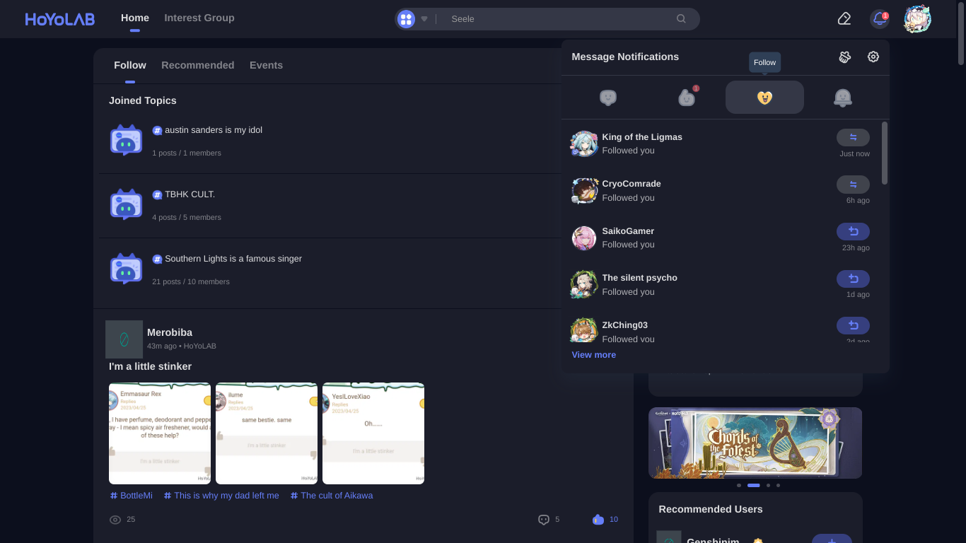 woah, he followed me | HoYoLAB