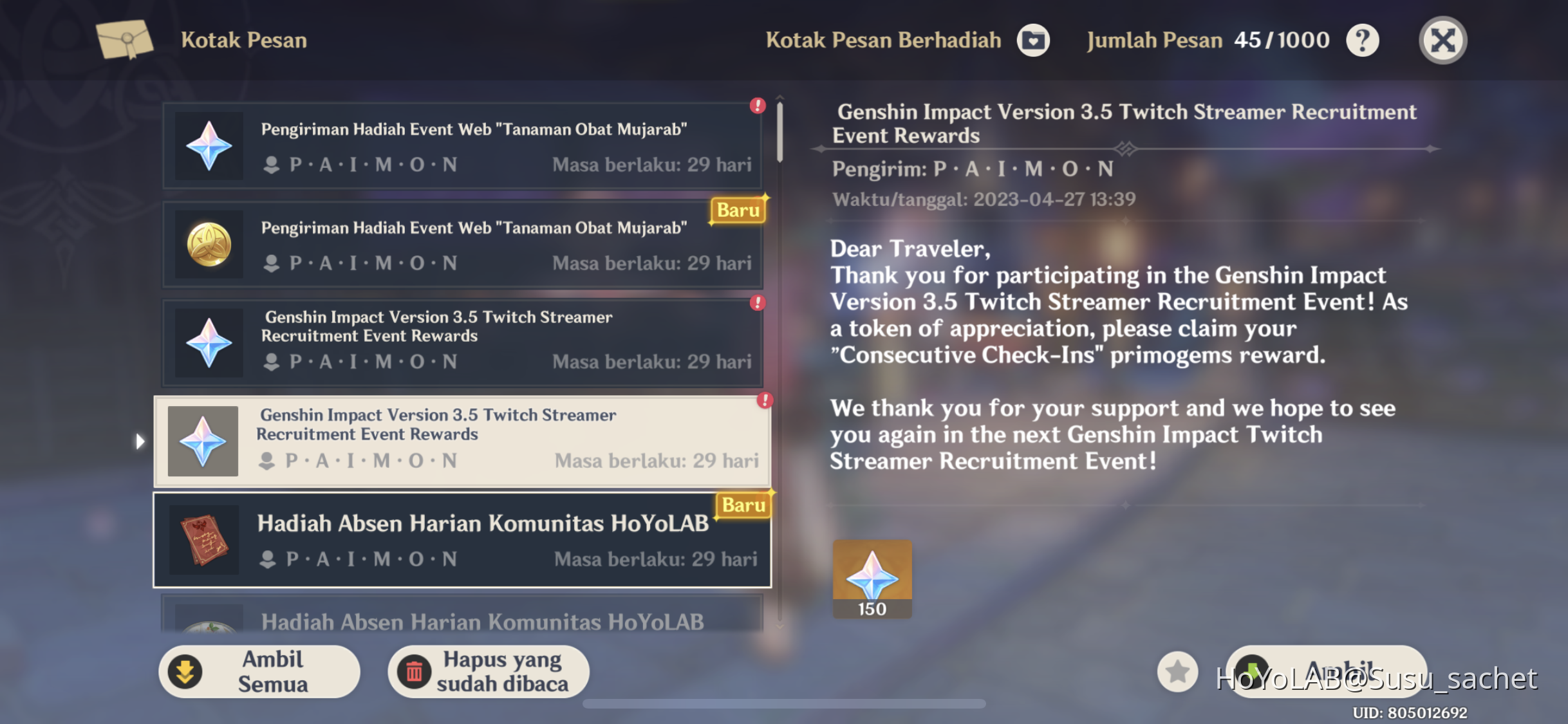 THANKS MIHOYO Genshin Impact | HoYoLAB