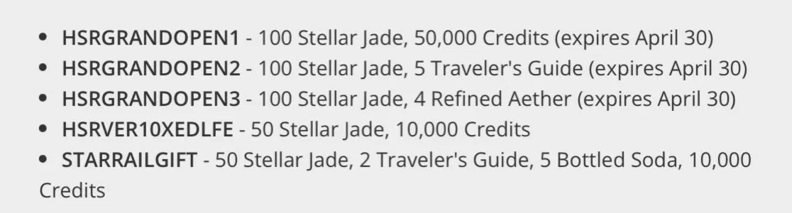 Some hsr codes!! Honkai: Star Rail | HoYoLAB