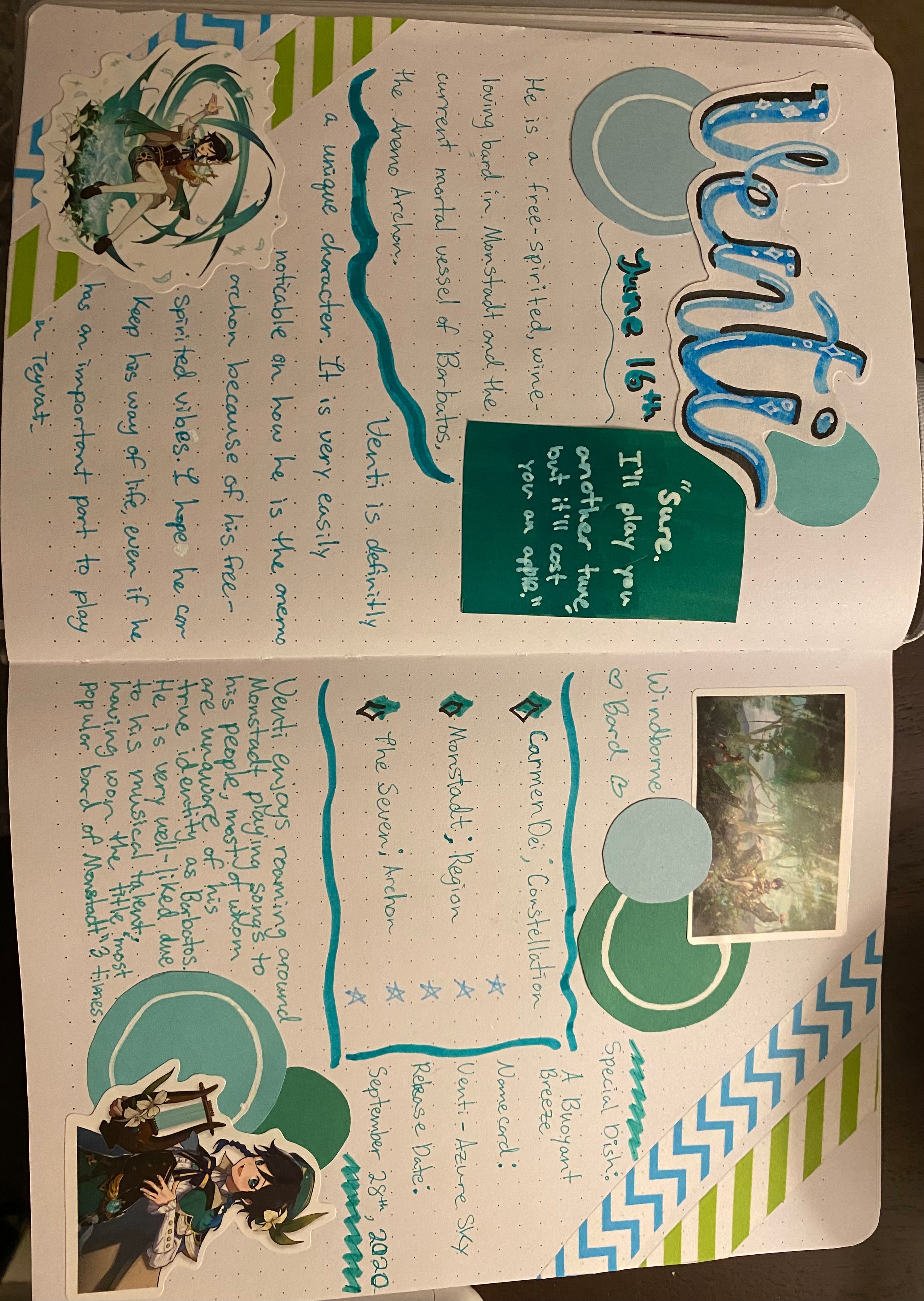Journal page for Venti! Genshin Impact | HoYoLAB