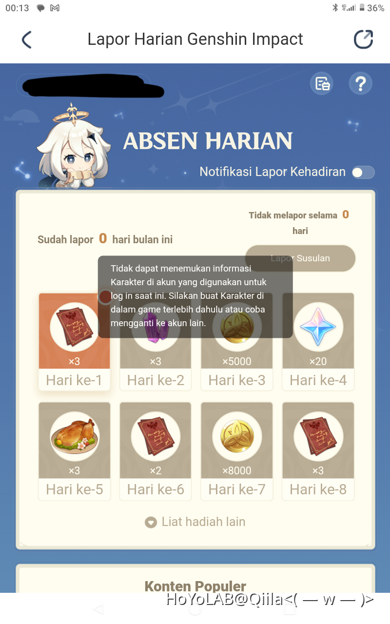 tolong knp absen harian ku bgini :( Genshin Impact | HoYoLAB