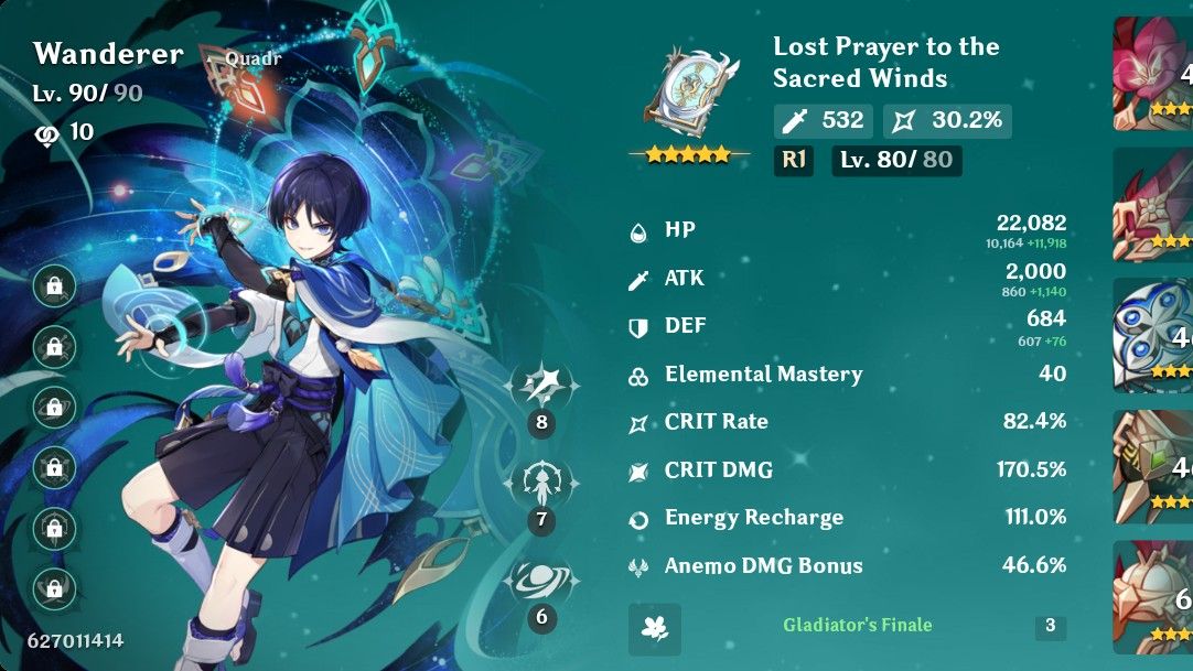 My Wanderer build!! im still farming for talents Genshin Impact | HoYoLAB