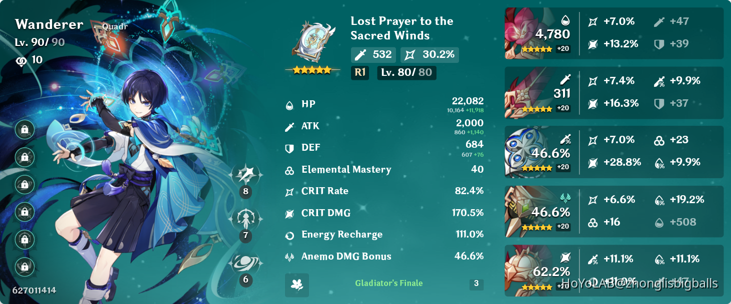 My Wanderer build!! im still farming for talents Genshin Impact | HoYoLAB