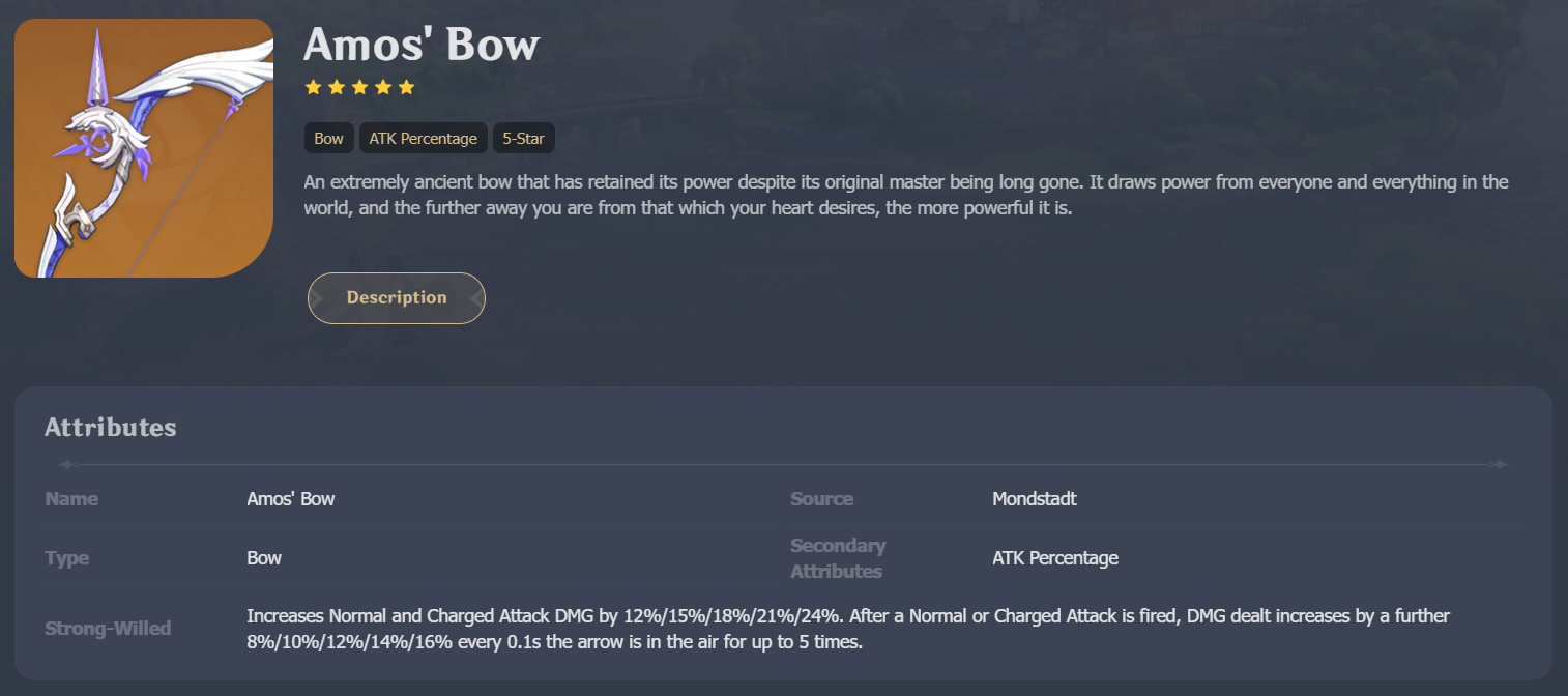 [V3.6] Amos' Bow Weapon Weapon Guide Genshin Impact | HoYoLAB
