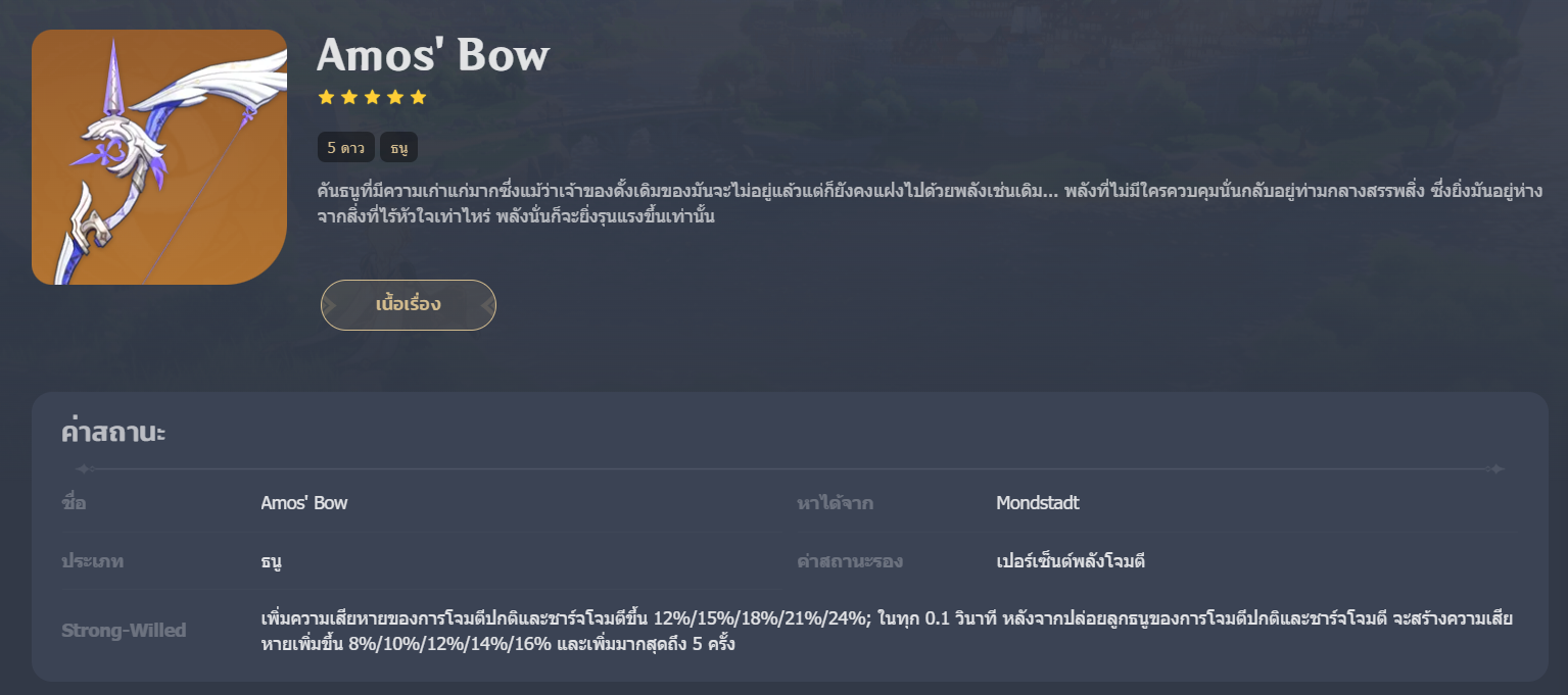 [V3.6] ไกด์แนะทดสอบอาวุธ Amos’ Bow Genshin Impact | HoYoLAB