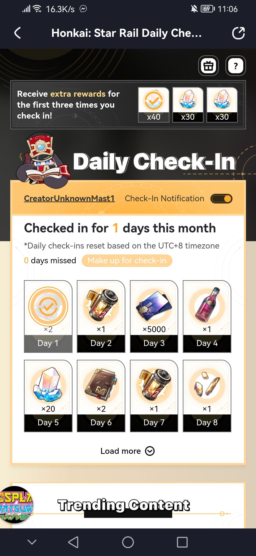 I fix the issue with my daily check-in in HSR Honkai: Star Rail | HoYoLAB