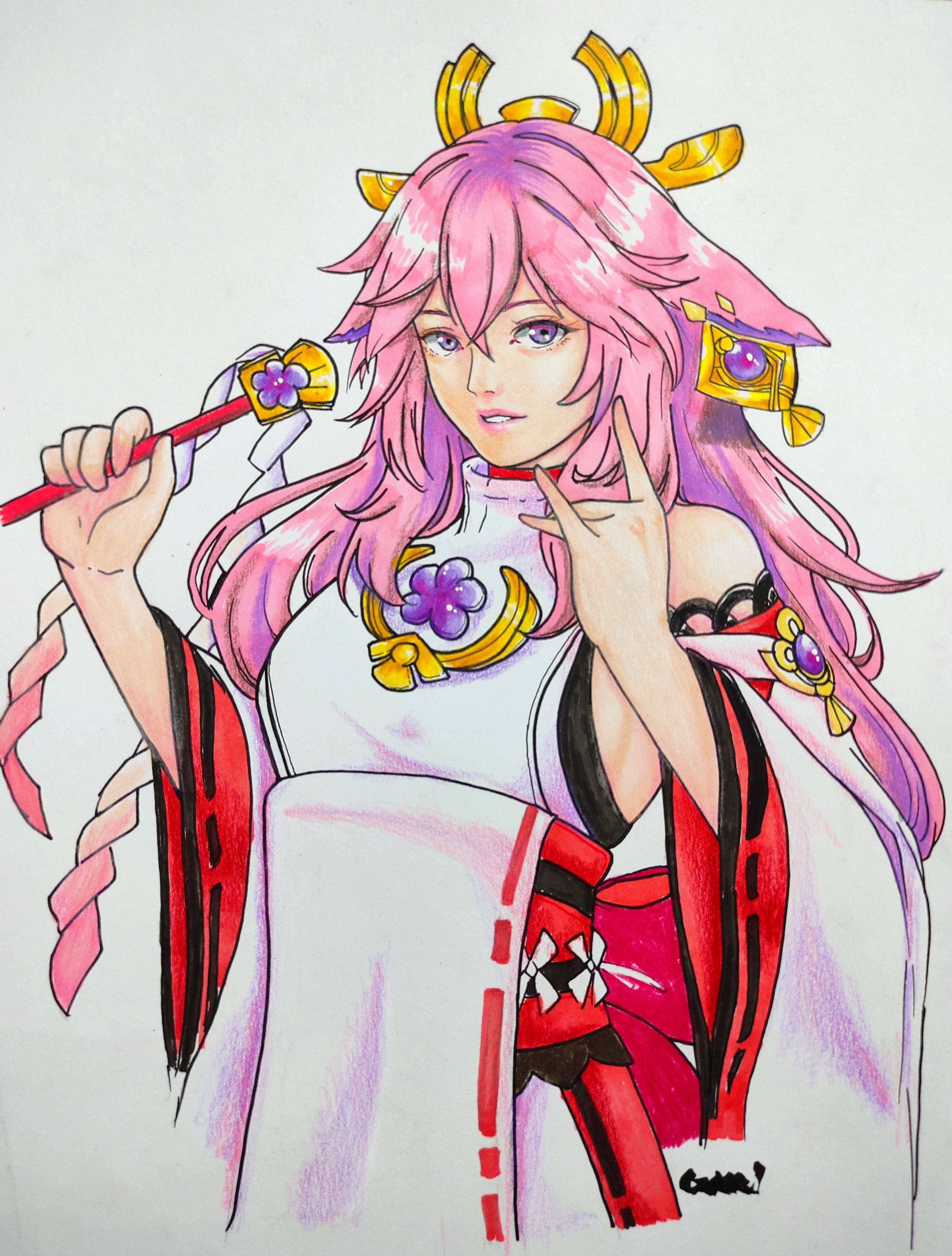my Yae Miko fanart 🌷💗 Genshin Impact | HoYoLAB