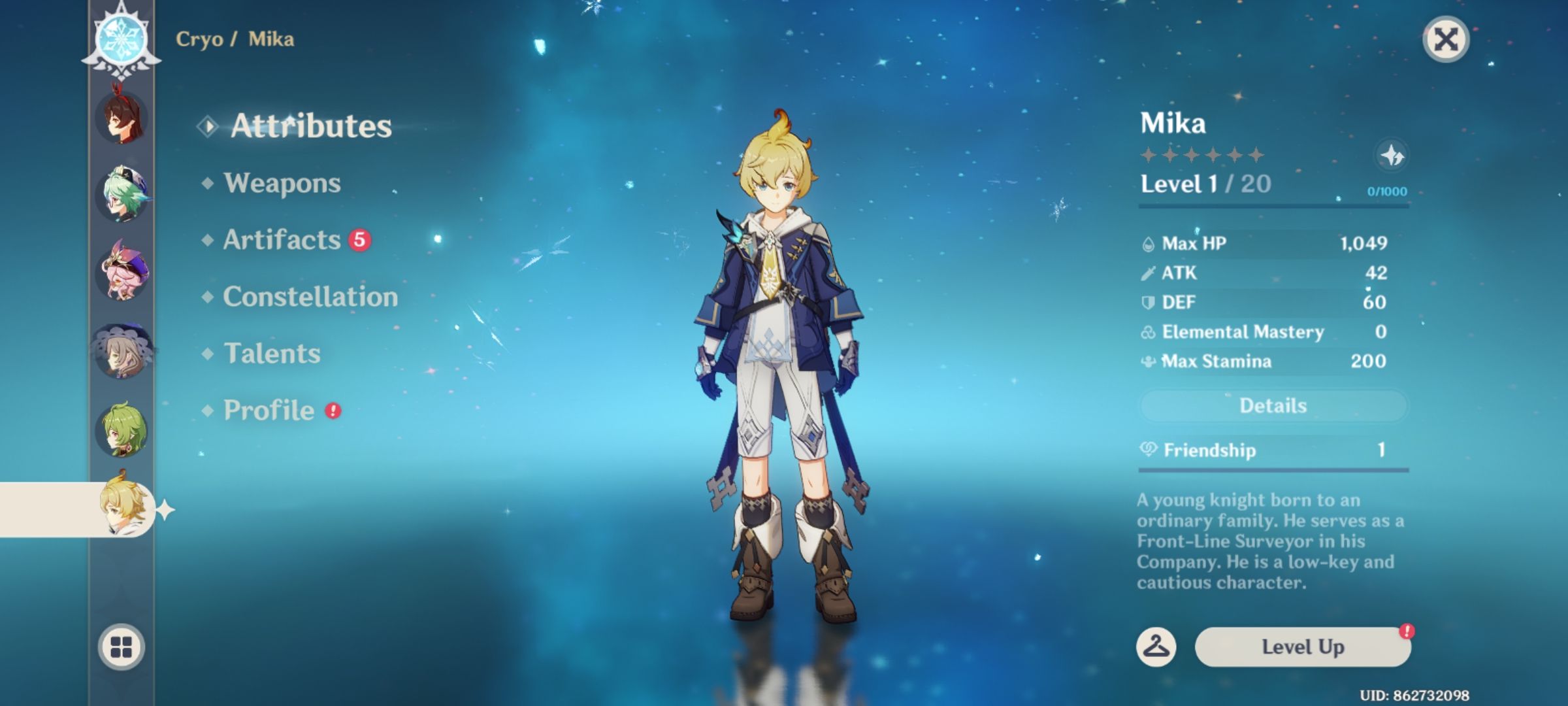 Mika Base Stats Genshin Impact | HoYoLAB