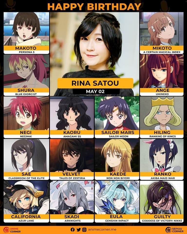 HAPPY BIRTHDAY 🎉🎉🎉 SATOU RINA (佐藤 利奈) - CV của EULA :3 Genshin Impact | HoYoLAB