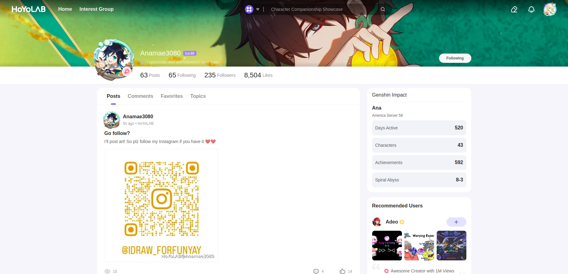 Please Follow AnaMae3080! | HoYoLAB