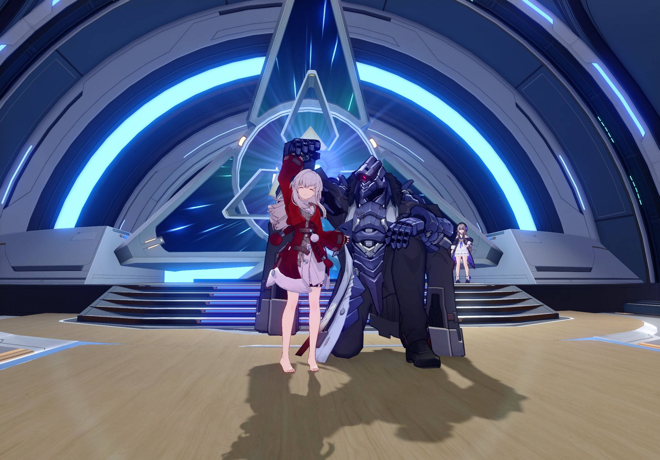 White hair + Red eyes girl with big robot Honkai: Star Rail | HoYoLAB