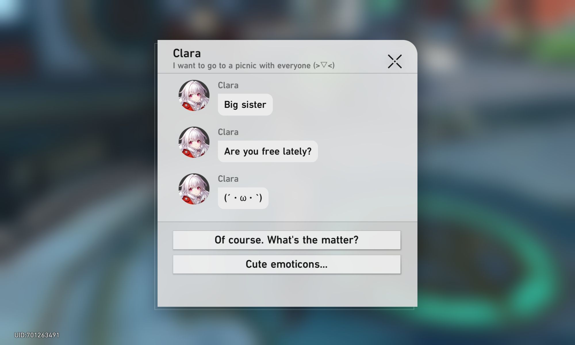 You're cute also when you send message Clara Honkai Impact 3rd | HoYoLAB