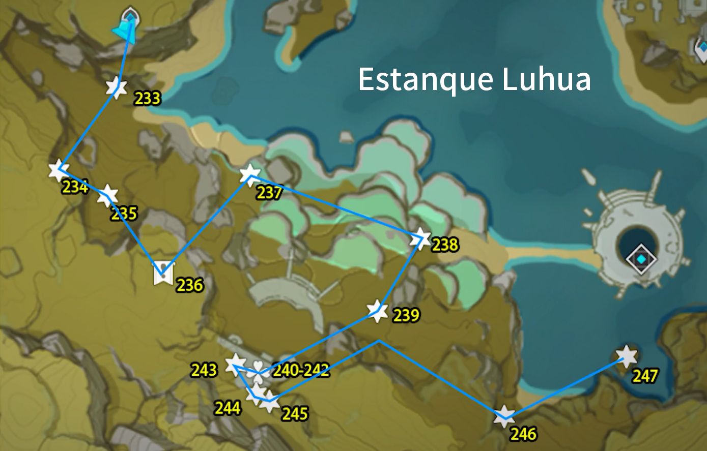 Guía de recogida de cofres de Liyue (Parte 13) - Estanque Luhua (233-247) Genshin Impact | HoYoLAB
