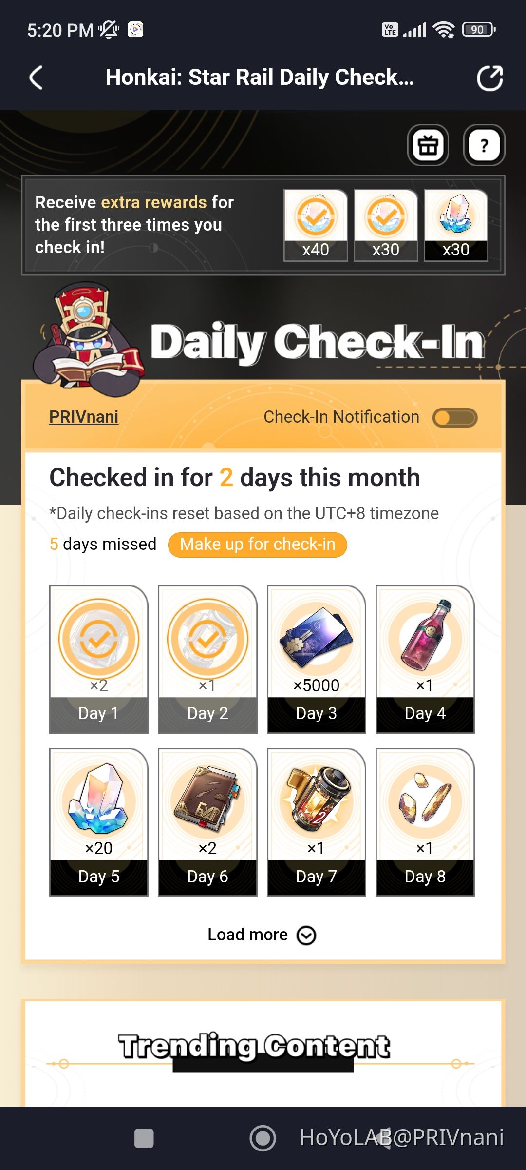 daily check in:for the first 3 days,you can get stellar jades ...