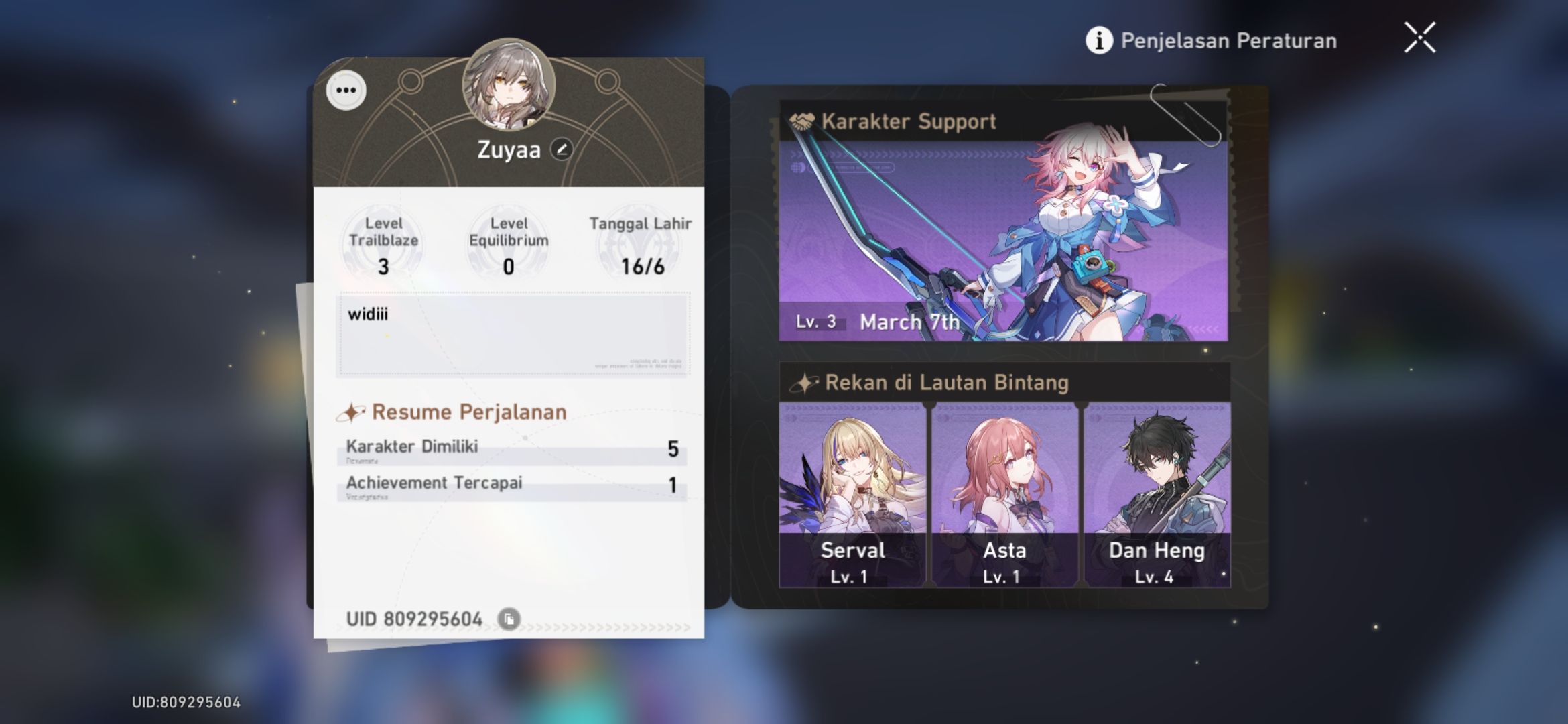 Mengincar UID sepuh Honkai: Star Rail | HoYoLAB