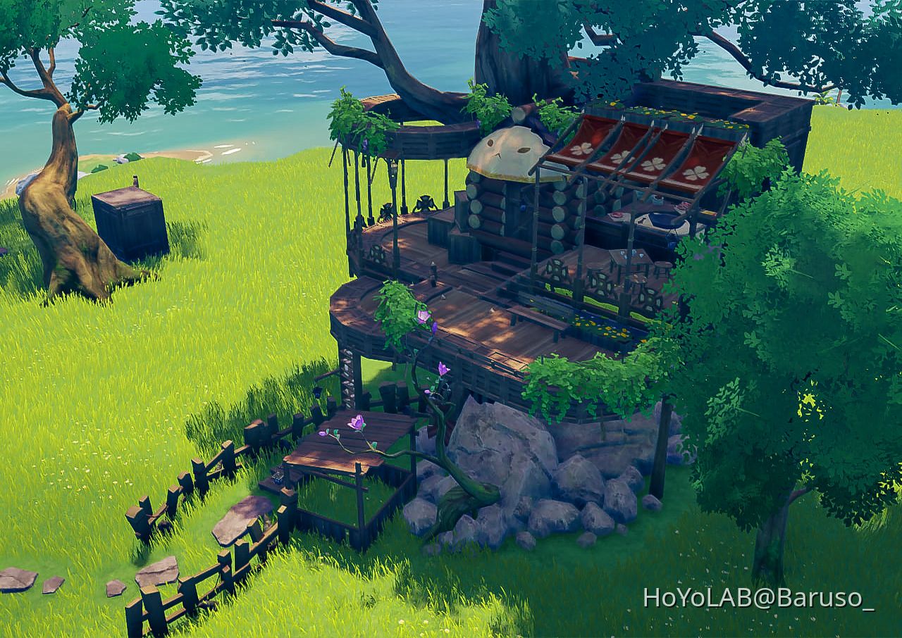 Домик Кли на дереве. Чайник безмятежности. Serenitea pot Genshin Impact ...