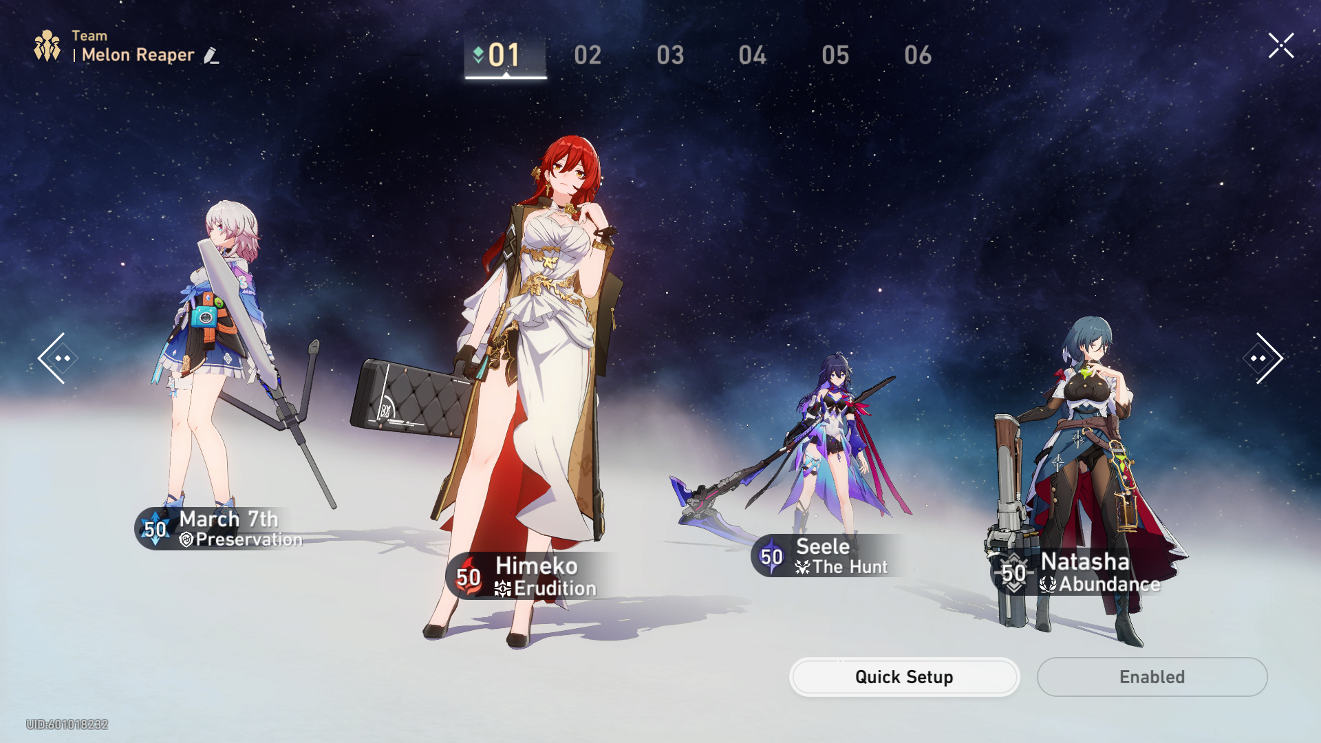 My HSR team rn,Whats yours xD(I love melons,so melon reaper hehe ...