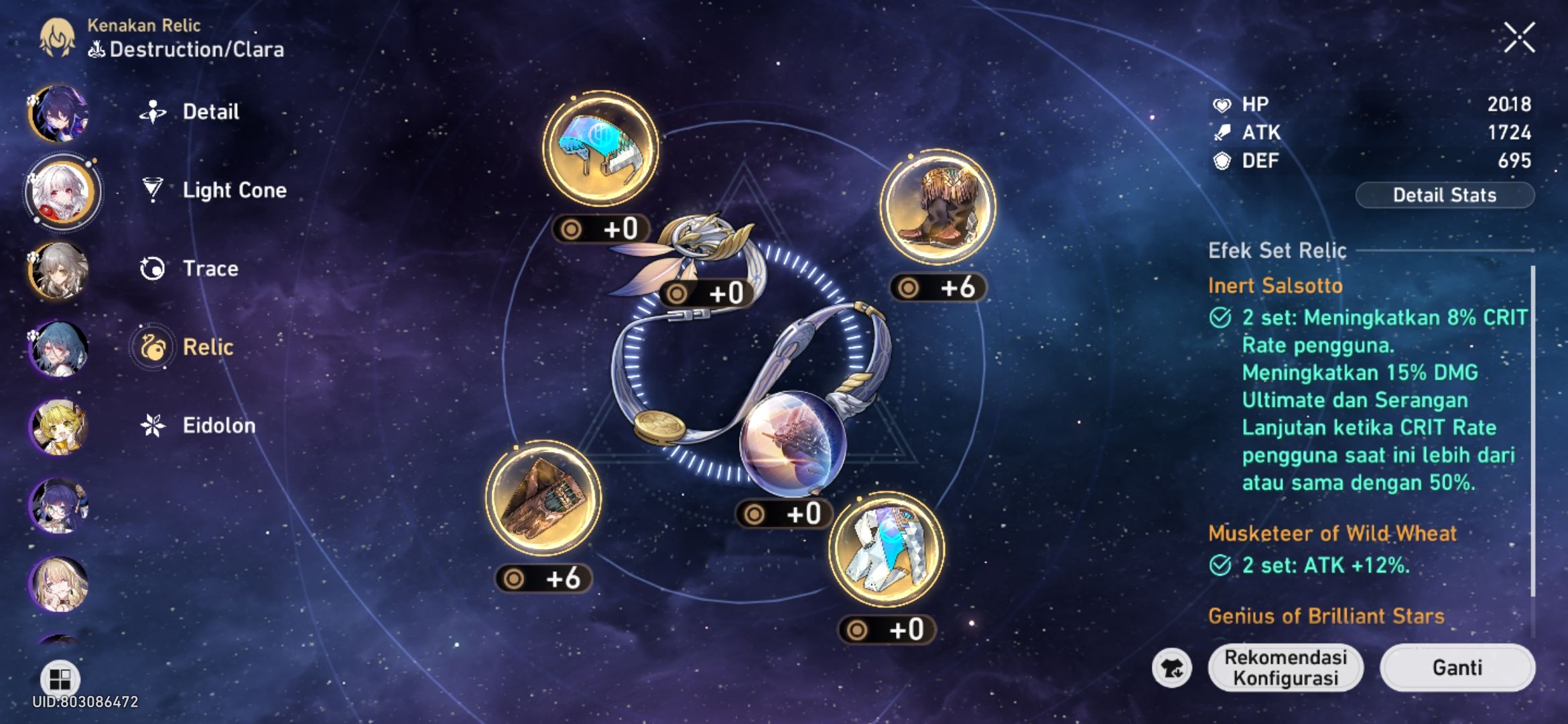 Minta saran build relic Clara & Seele dong soalnya msh gk paham apa yg ...