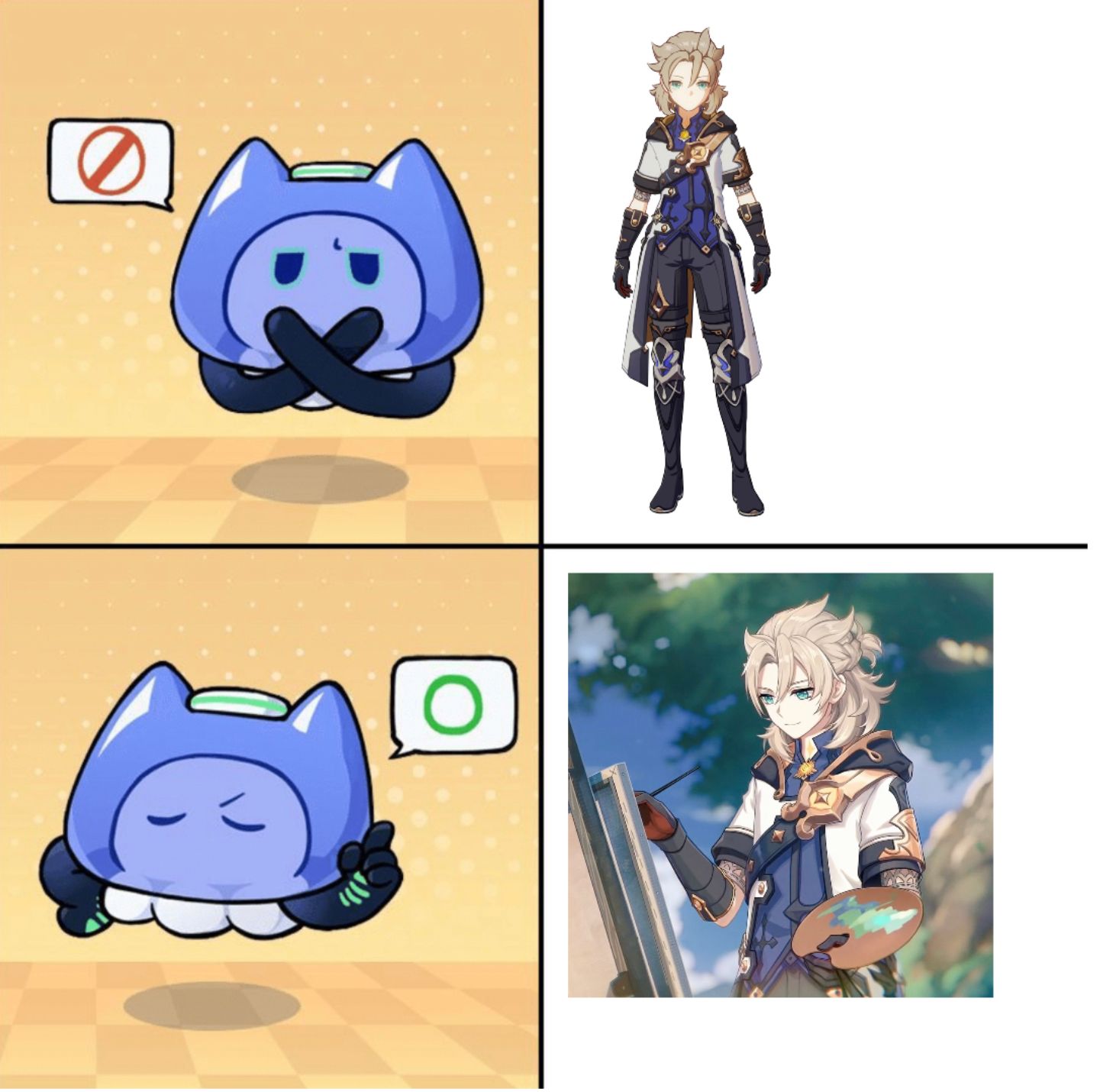 In game Albedo v.s. Official art Albedo Genshin Impact | HoYoLAB